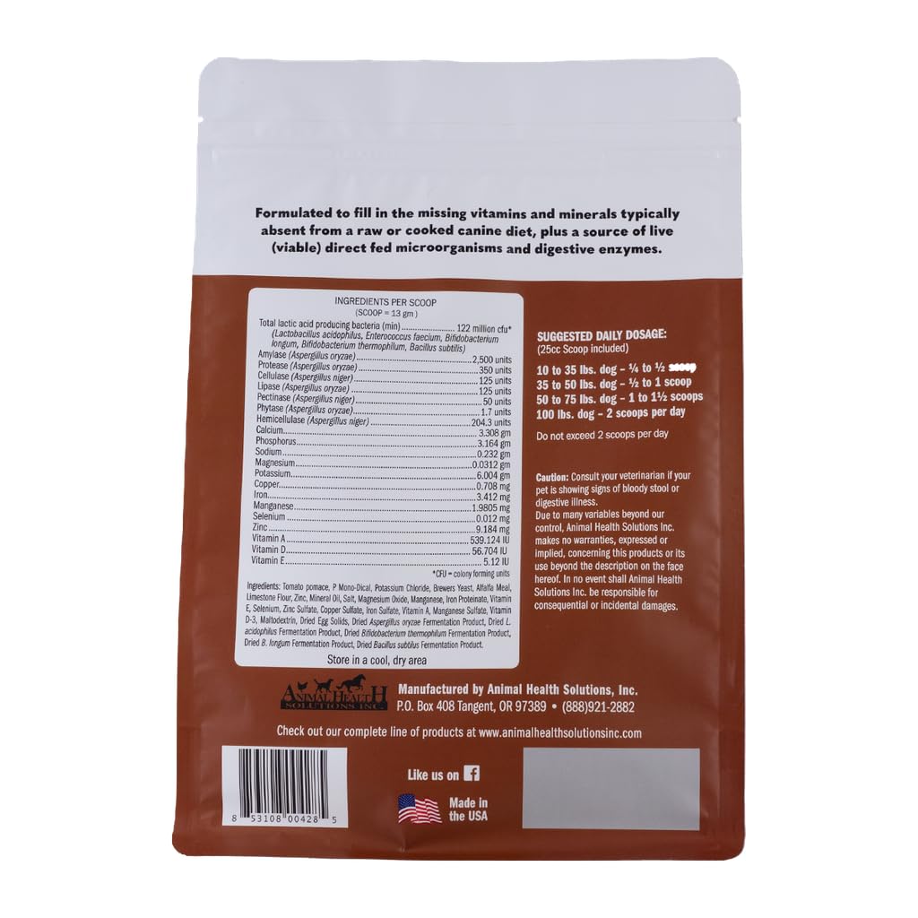 Animal Health Solutions Formulated Canine Natural Diet Vitamins Supplement 1Lb