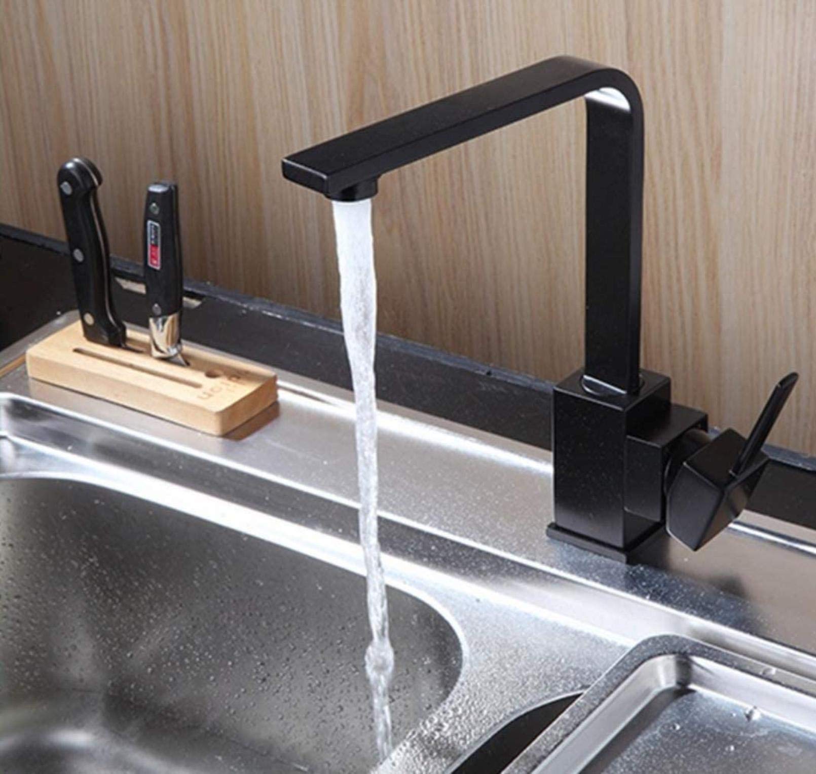 Bathtub Upgraded Best Modern Hot & Cold Mixer Single Lever Single Handle Kitchen Sink Tap, matt Black Finish Monobloc Kitchen Taps