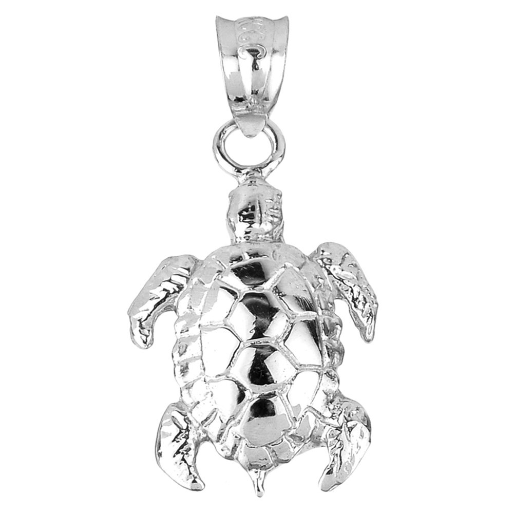 925 Sterling Silver Detailed Turtle Shell Charm Pendant