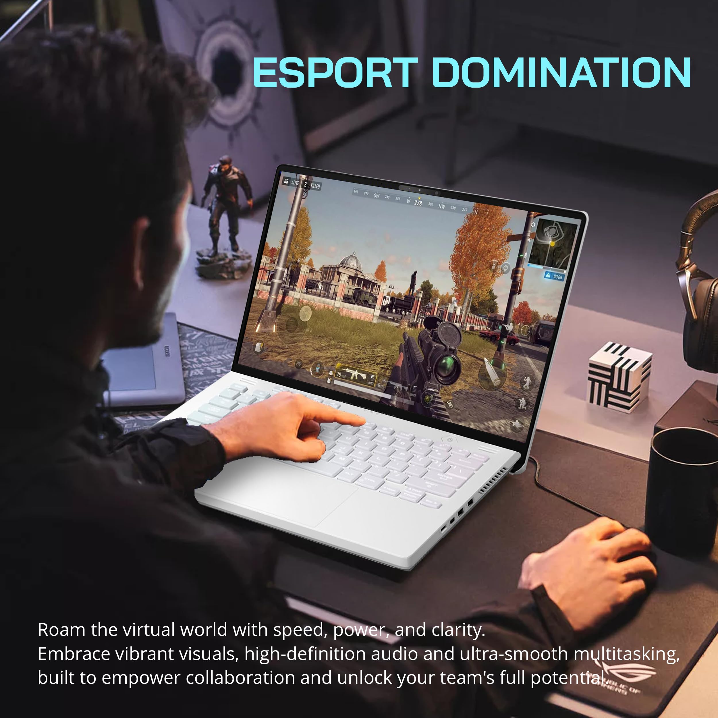 ASUS ROG Zephyrus 14" FHD 144Hz Gaming Laptop, AMD Ryzen 7-5800HS Processor, 16GB RAM, 1TB PCIe SSD, Backlit Keyboard, NVIDIA GeForce RTX 3060 Graphics, Windows 11, White, 128GB Hotface Extension Set