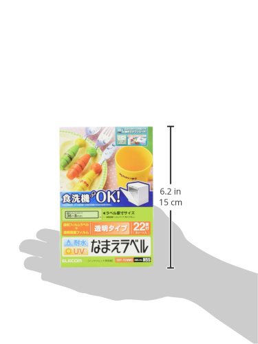 Elecom EDT-TCNM3 Label Stickers, Postcard Size, Water Resistant, Weatherproof, Dishwasher Safe, 66 Pieces, 22 Labels, 3 Sheets