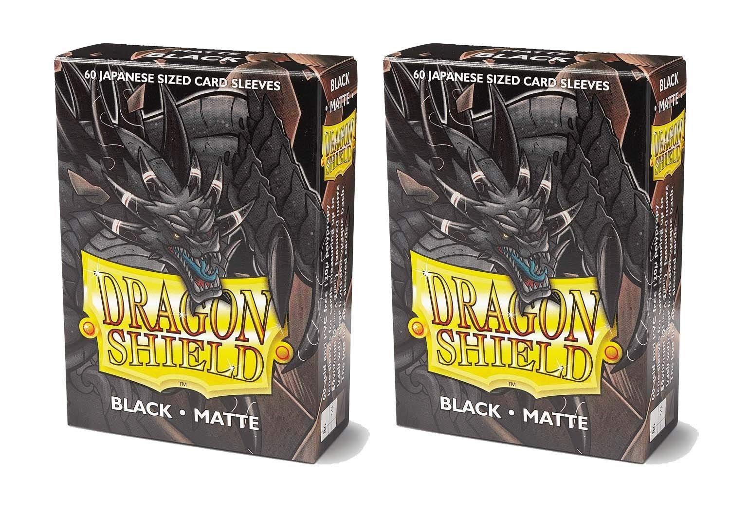 Dragon Shield Bundle: 2 Packs of 60 Count Japanese Size Mini Matte Card Sleeves - Matte Black