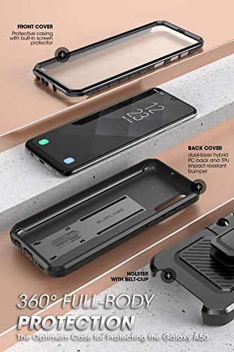 SUPCASE Unicorn Beetle Pro Series Phone Case for Samsung Galaxy A50/A30s, Built-in Screen Protector Full-Body Rugged Holster Case for Galaxy A50 2019 Release (Black)