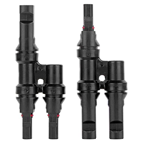 BAITHNA 4 Pcs 2 Way Branch Solar Panel Connector, Male/Female DIY Mount Tool Solar Parallel Connector, 2 to 1 Solar Cable Connectors Between Solar Panels