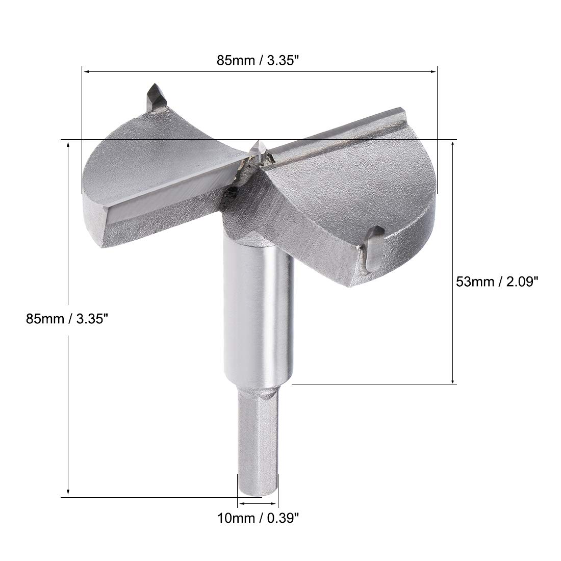 uxcell Forstner Drill Bits 85mm, Tungsten Carbide Wood Hole Saw Auger Opener, Woodworking Hinge Hole Drilling Boring Bit Cutter (Gray)