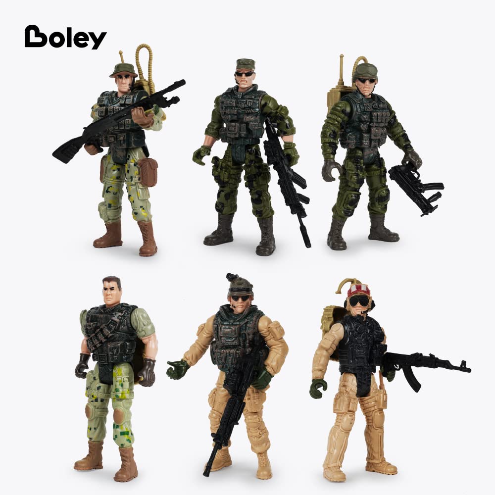 Boley 6-Pack Soldier Toy Set - Elite Force Army Men Figurines and Accessories – Pretend Play Soldier Toys for Kids - Ages 3 and Up!