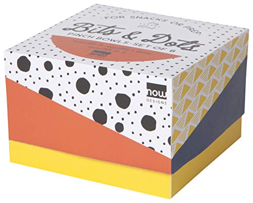 Now Designs Pinch Bowls, Bits & Dots, Assorted Colors - DIA 3.75 in x 1 in, 2oz | Set of 6.
