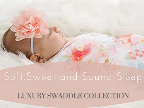 giggle angel Baby Receiving Blanket Swaddle Blanket Newborn Wrap Swaddle Headband Set -Bloom Flower Pattern