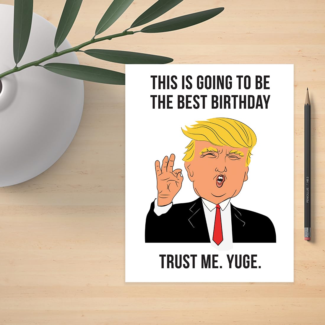 Andaz Press Funny Jumbo Birthday Card With Envelope 8.5 x 11 inch, Greeting Card, Trump Best Birthday, Yuge