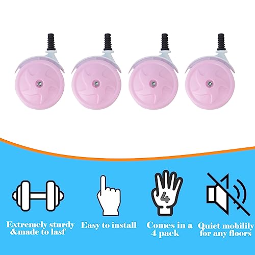 Baby Walker Wheels Replacement, Set of 2, Baby Walker Accessories, Plastic Wheels Casters, Universal Wheels (10mm, Pink)