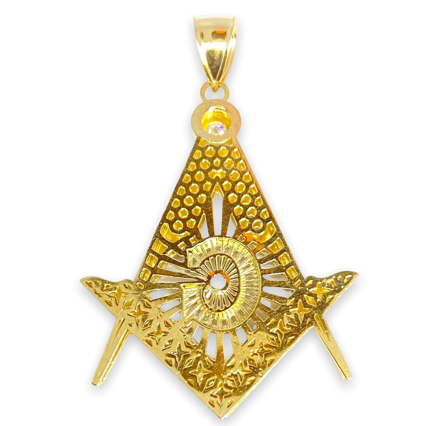 60 MM LONG MASON MASONIC PENDANT CHARM REAL 10K YELLOW GOLD SG2088