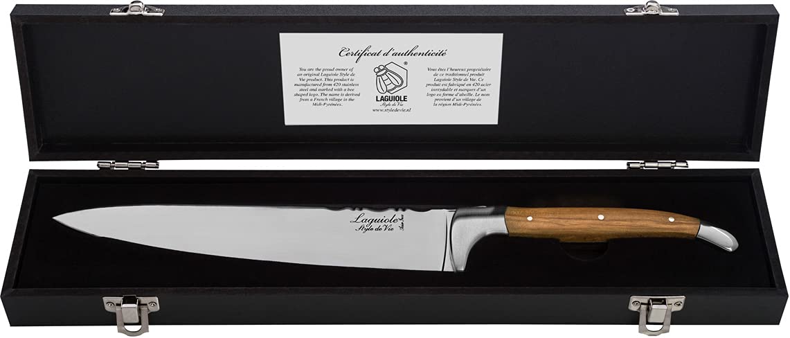 Laguiole Style de Vie Chef's knife luxury line, 8 inch, olive wood