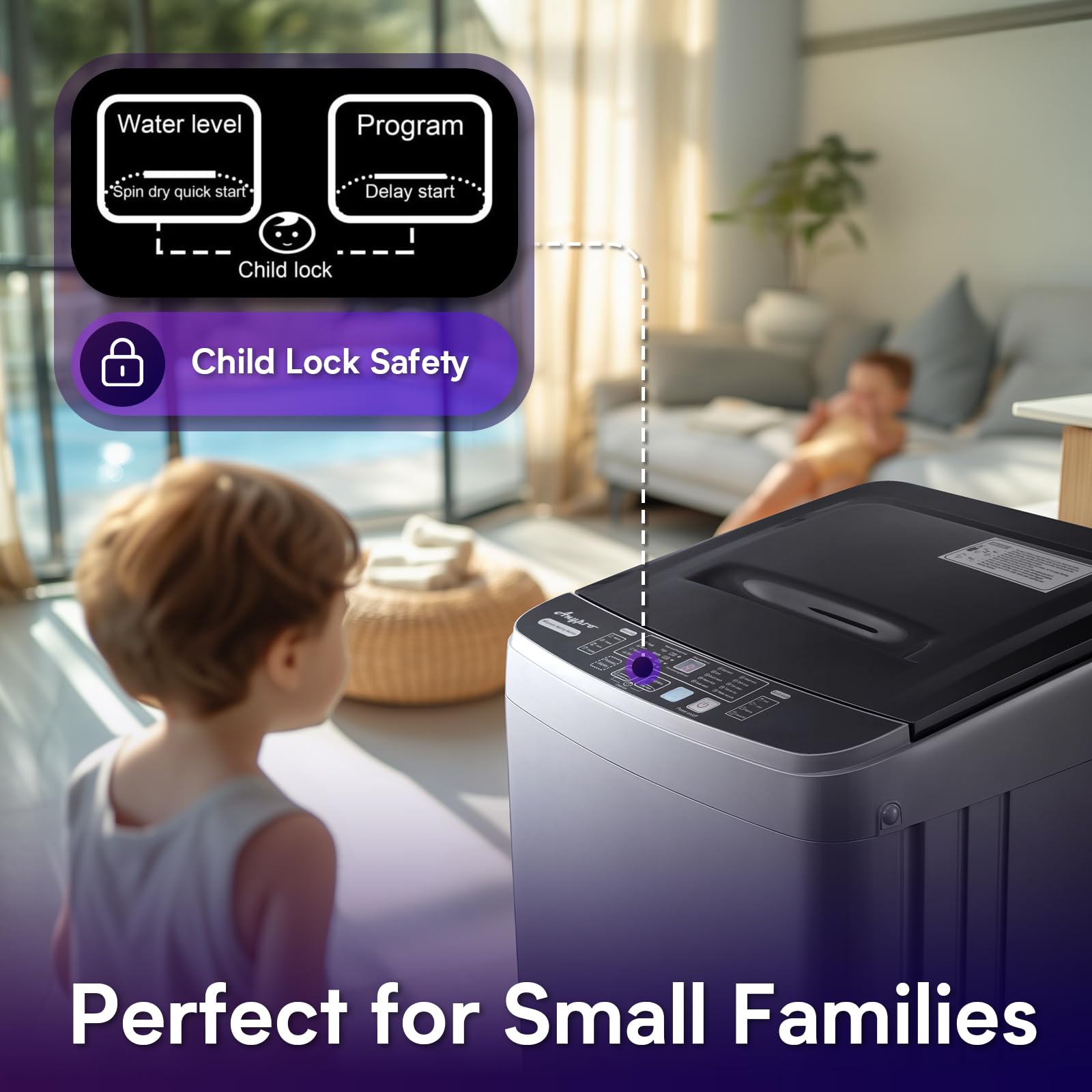 Anypro Small Portable Washing Machine 13LBS Portable Washer Machine with Drain Dump, 10 Programs/8 Water Levels/LED Display Full Automatic Mini Laundry Machine, Lavadora Portatil for Apartment RV Dorm