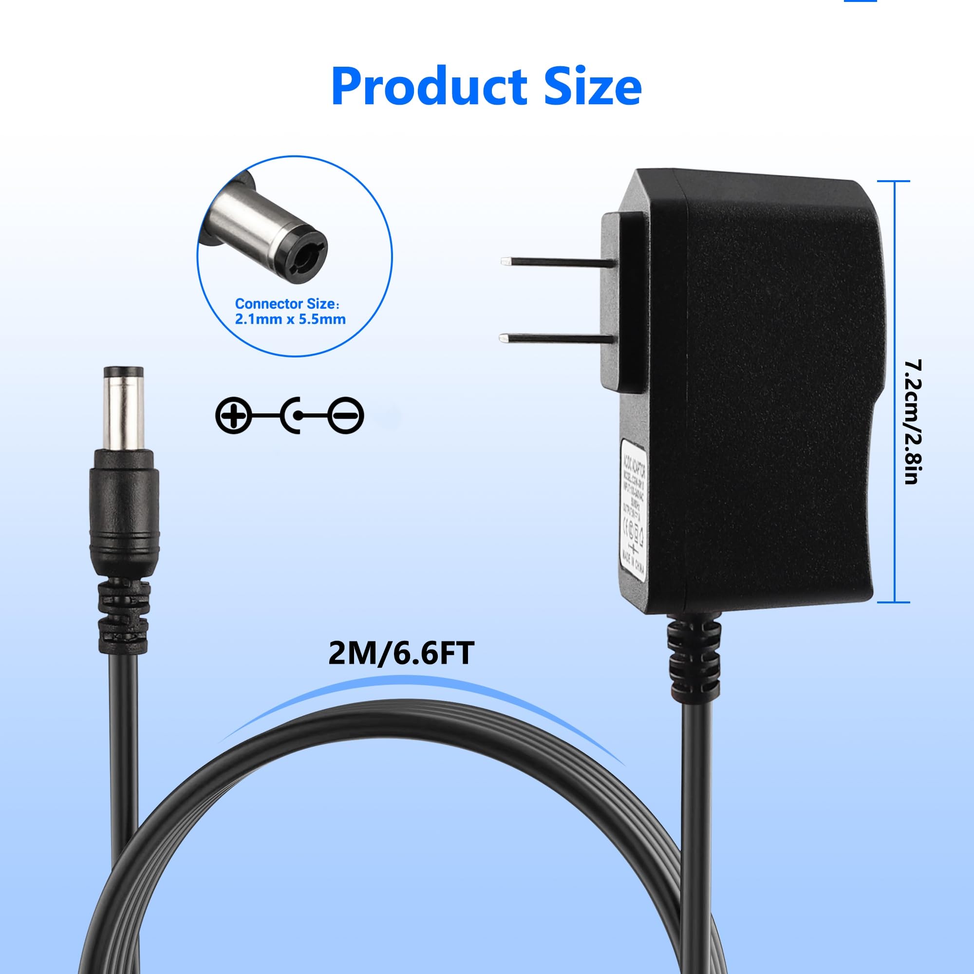 9V Adapter for Boss PSA-120S, AC DC Power Supply for BOSS Effects Pedal, Roland Musical Instruments, Distortion, Casio Keyboard, ME-80 ME-70 ME-25 ME-50B GT-100 GT-1 GT-10 AD-10
