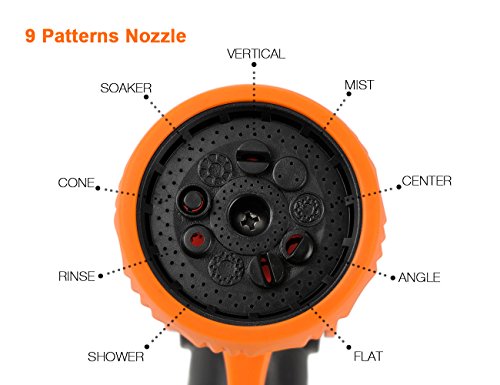 Giraffe Tools Garden Hose Nozzle 9 Pattern Adjustable Sprayer Water Gun for Hose Reel, Car Washing, Dog Washing, Watering