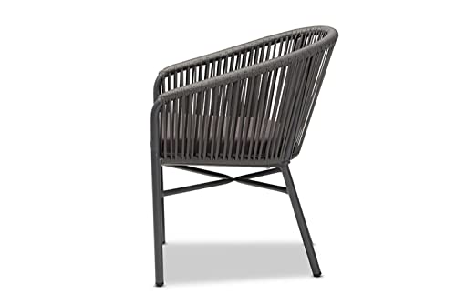 Baxton Studio Marcus Modern and Contemporary Grey Finished Rope and Metal Outdoor Dining Chair