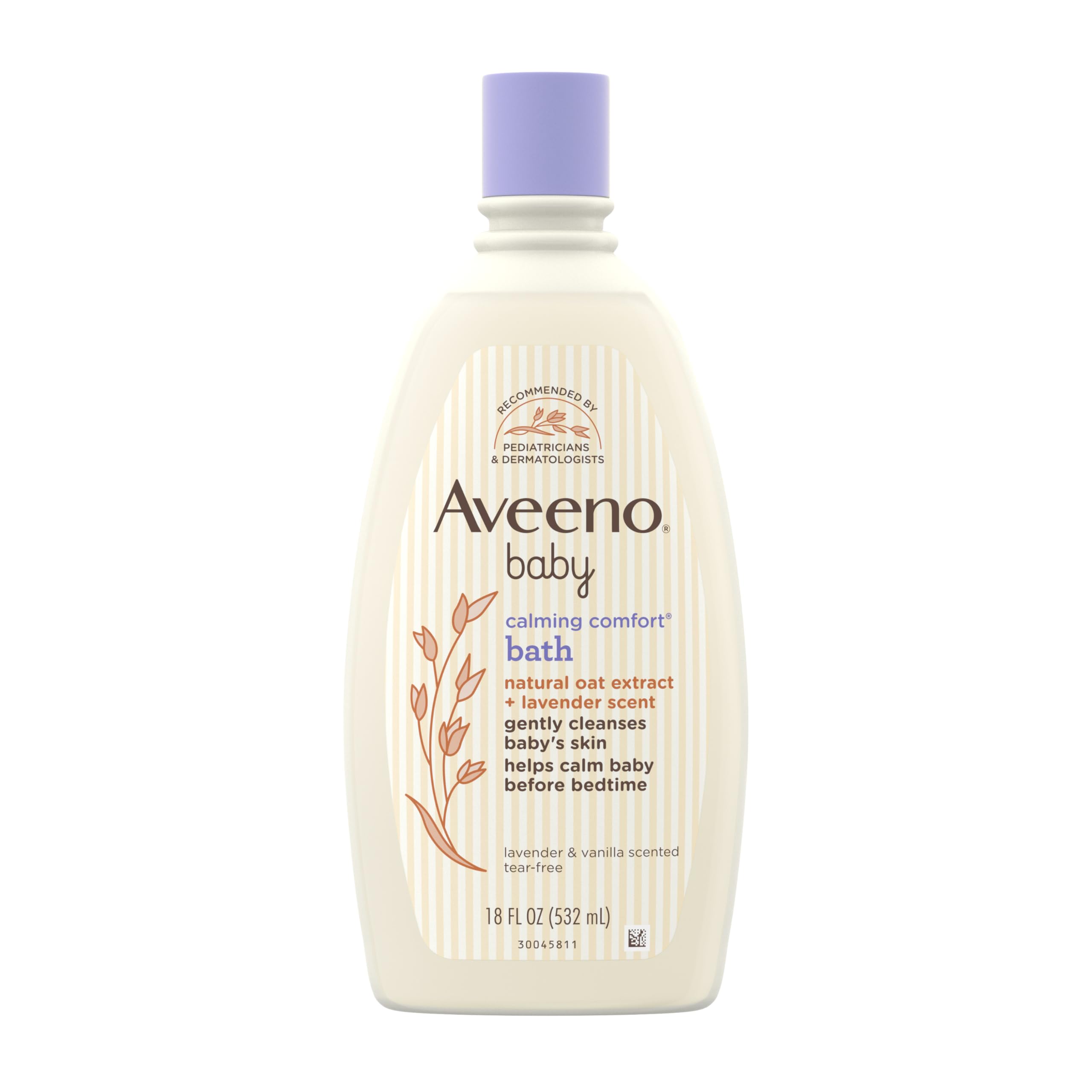 Aveeno Baby Calming Comfort Bath with Relaxing Lavender & Vanilla Scents, Hypoallergenic & Tear-Free Formula, Paraben- & Phthalate-Free, 18 Fl Oz (Pack of 1)
