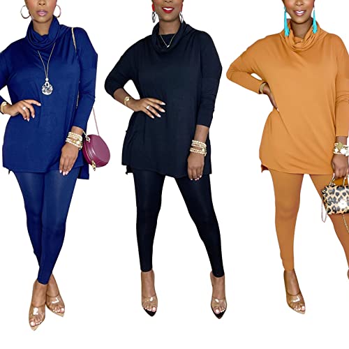 Adogirl Womens Winter Split 2 Piece Set Tracksuits Outfits Sweatsuit Long Sleeve + Skinny Long Pants