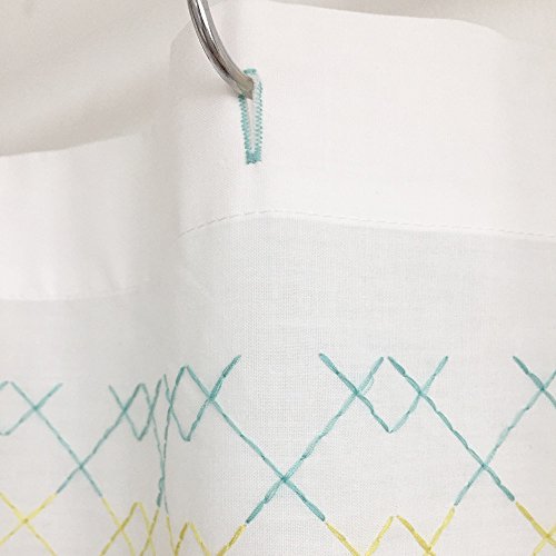 Merryfeel Shower Curtain,Fabric Embroidered Shower Curtain for Bathroom 180 x 190 cm (70"x74" Approx) White