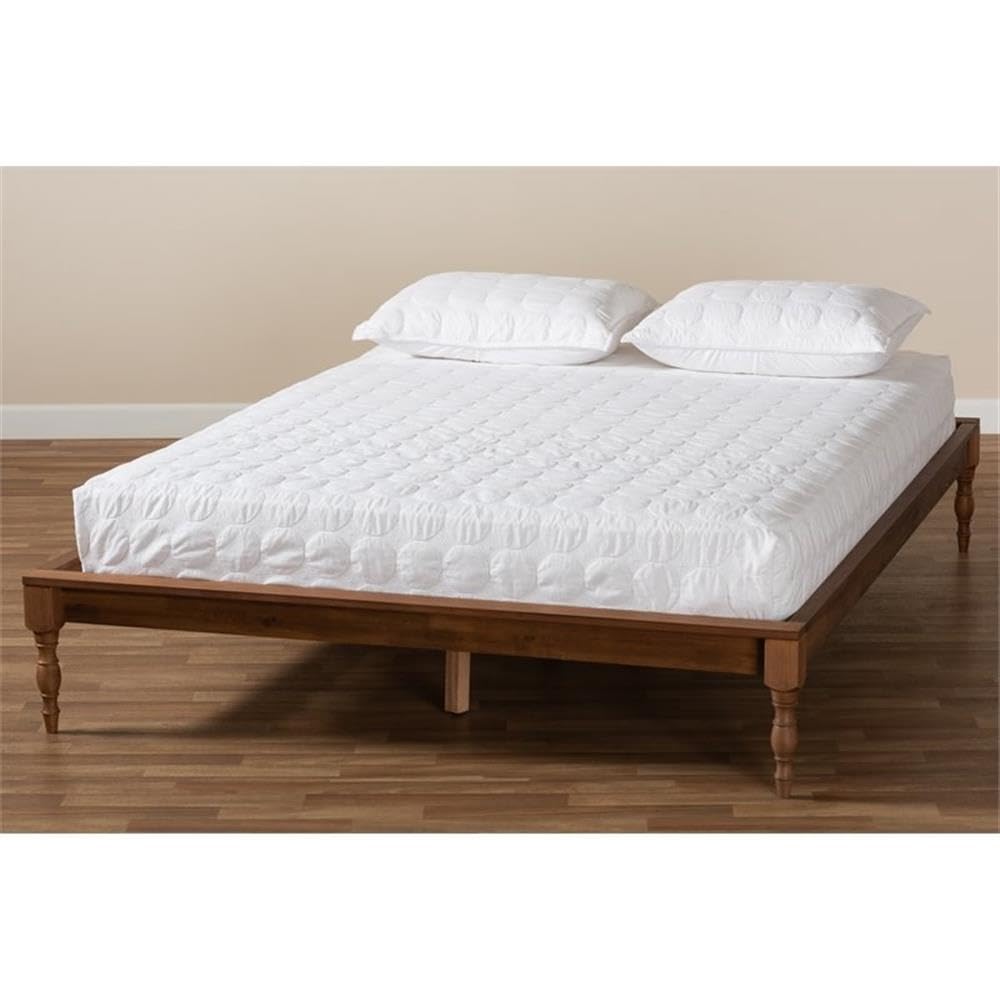Baxton Studio Romy Vintage French Inspired Ash Wanut Finished King Size Wood Bed Frame
