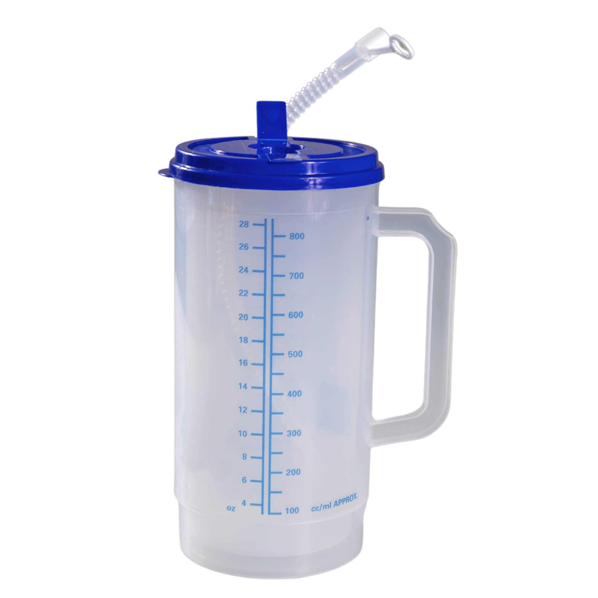 Vakly Hospital Carafe Insulated Double-Walled Water Bottle Thermos – 32 oz capacity (Graduated up to 28 oz) Hot and Cold Refillable – With Flexible Straw and Pouring/Sipping Spout (32 OZ [1 Pack])