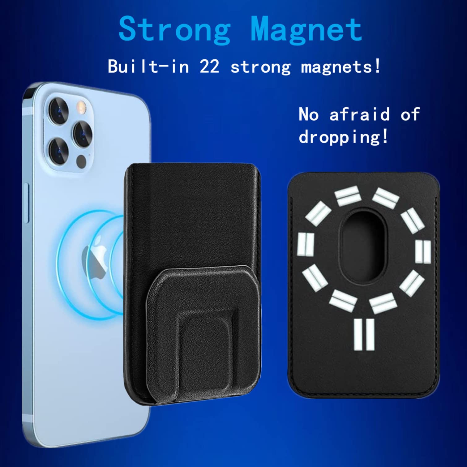 AIZHEM Magnetic Wallet with Kickstand for iPhone, Magnetic Leather Cardholder with Stand for Apple, Compatible with iPhone 12/13/14 Series or with MagSafe Case, Forest Green