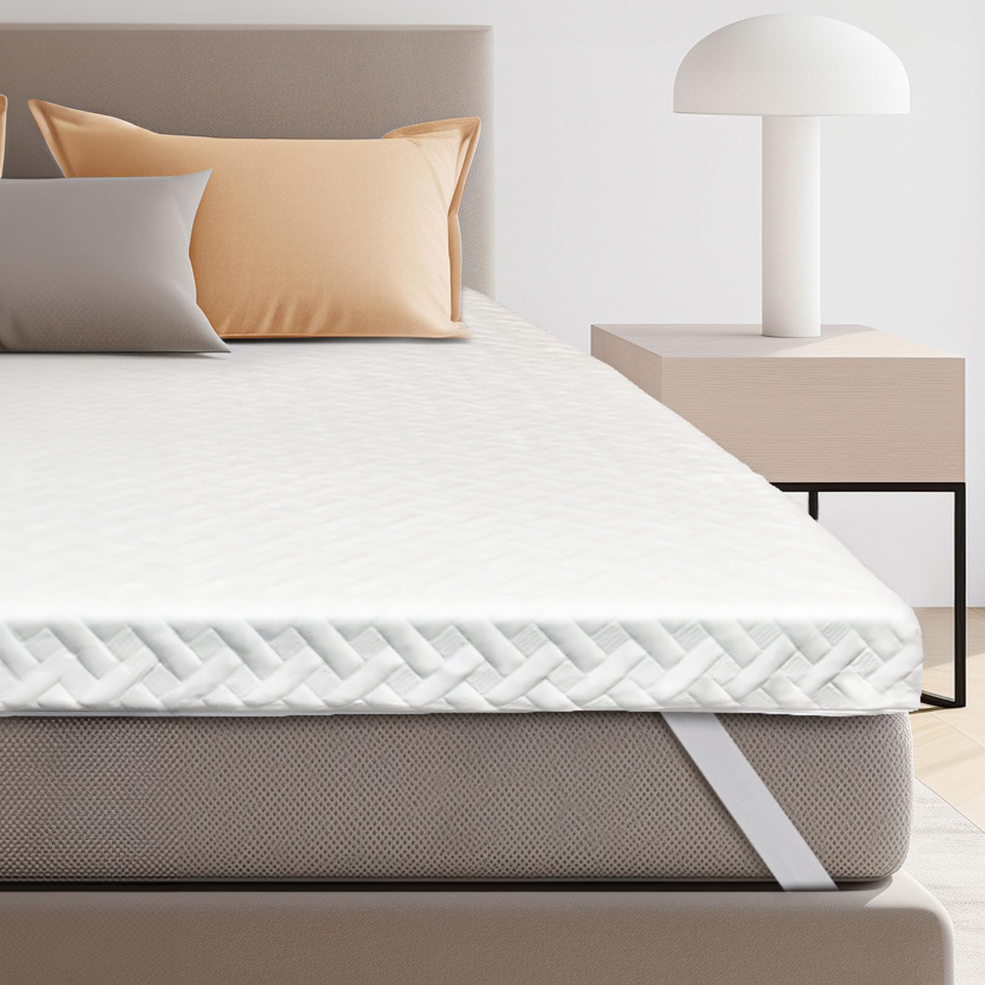 Colvay 3 Inch Gel Memory Foam Mattress Topper King Size for Back Pain, Cooling Mattress Pad Bed Topper with Removable and Washable Bamboo Cover, CertiPUR-US & Oeko-Tex Certified – White