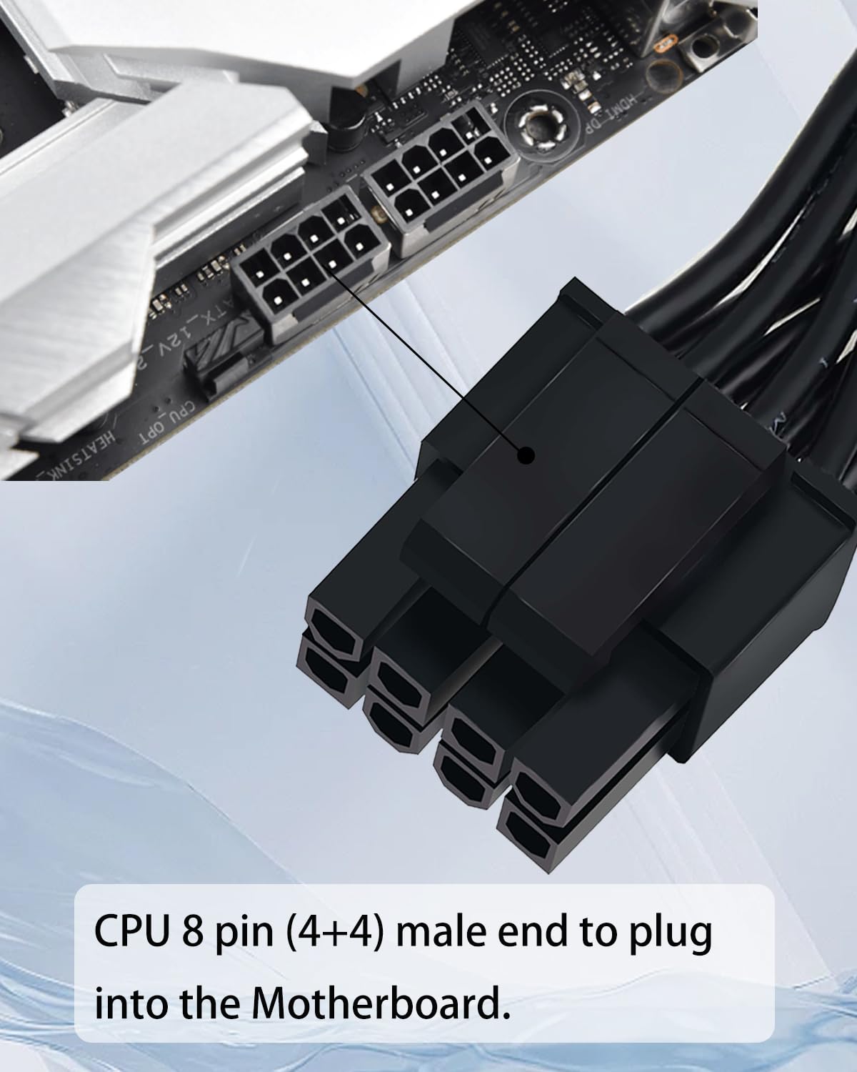 COMeap CPU Cable for Corsair PSUs, CPU 8 Pin Male to CPU 8 Pin (4+4 Detachable) Male EPS-12V Motherboard Power Adapter for Thermaltake ARESGAME Power Supply 25-inch(63cm)