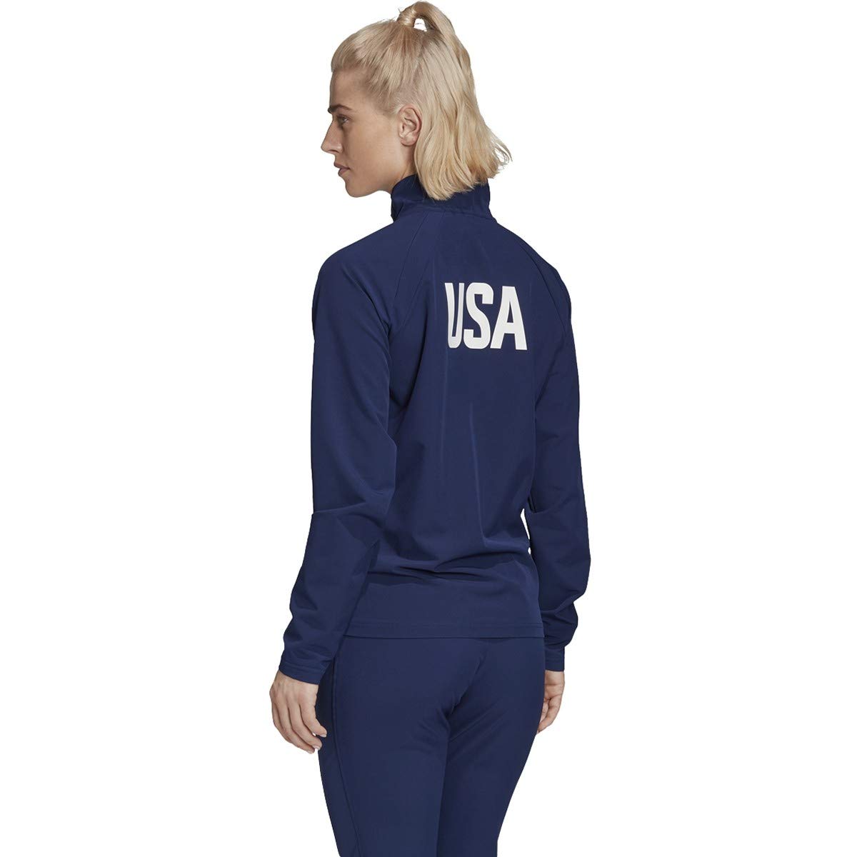 adidas Women's USA Volleyball Warm-Up Jacket Team Navy Blue/Glory Blue L/Tall