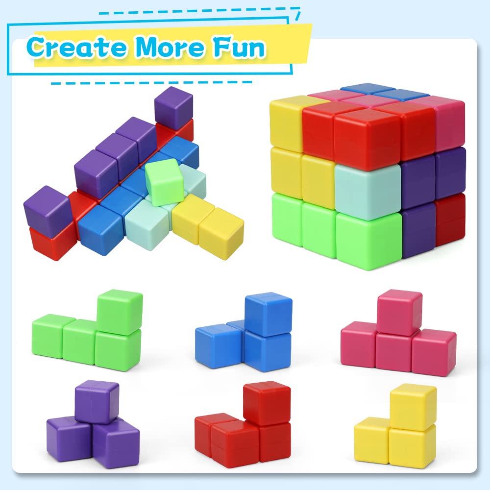 Dilabnba Large Magnetic Block for Kids Toddler, 1.26 Inch Jumbo Magnet Cube Science Kit Building Set, Preschool STEM Educational Learning Creativity Magnet Toys(18PCS)