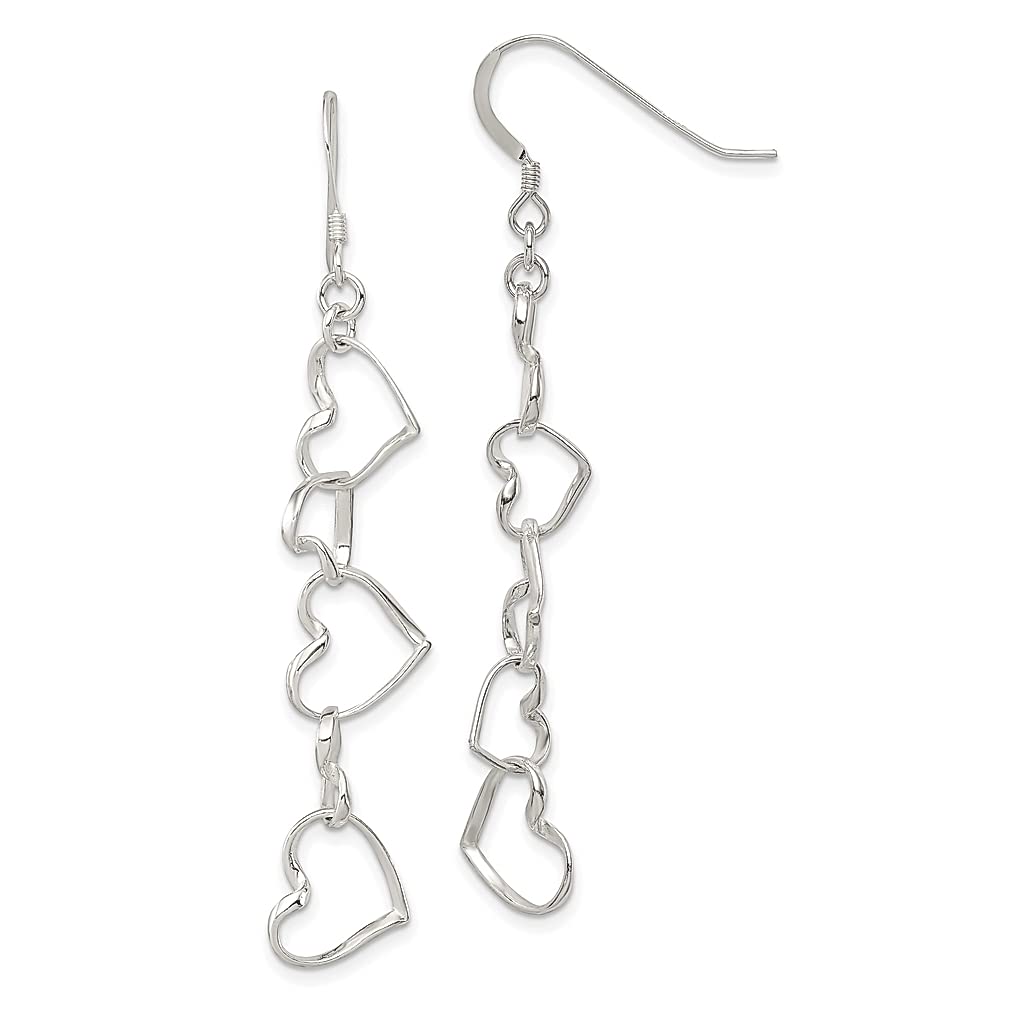 925 Sterling Silver Heart Drop Dangle Shepherd Hook Earrings Love Fine Jewelry For Women Gifts For Her