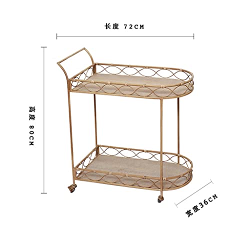 ADFSFD Homestay Dormitory Rattan Kitchen Island Simple Restaurant Balcony Double Layer Cart Coffee Shop Storage Trolley