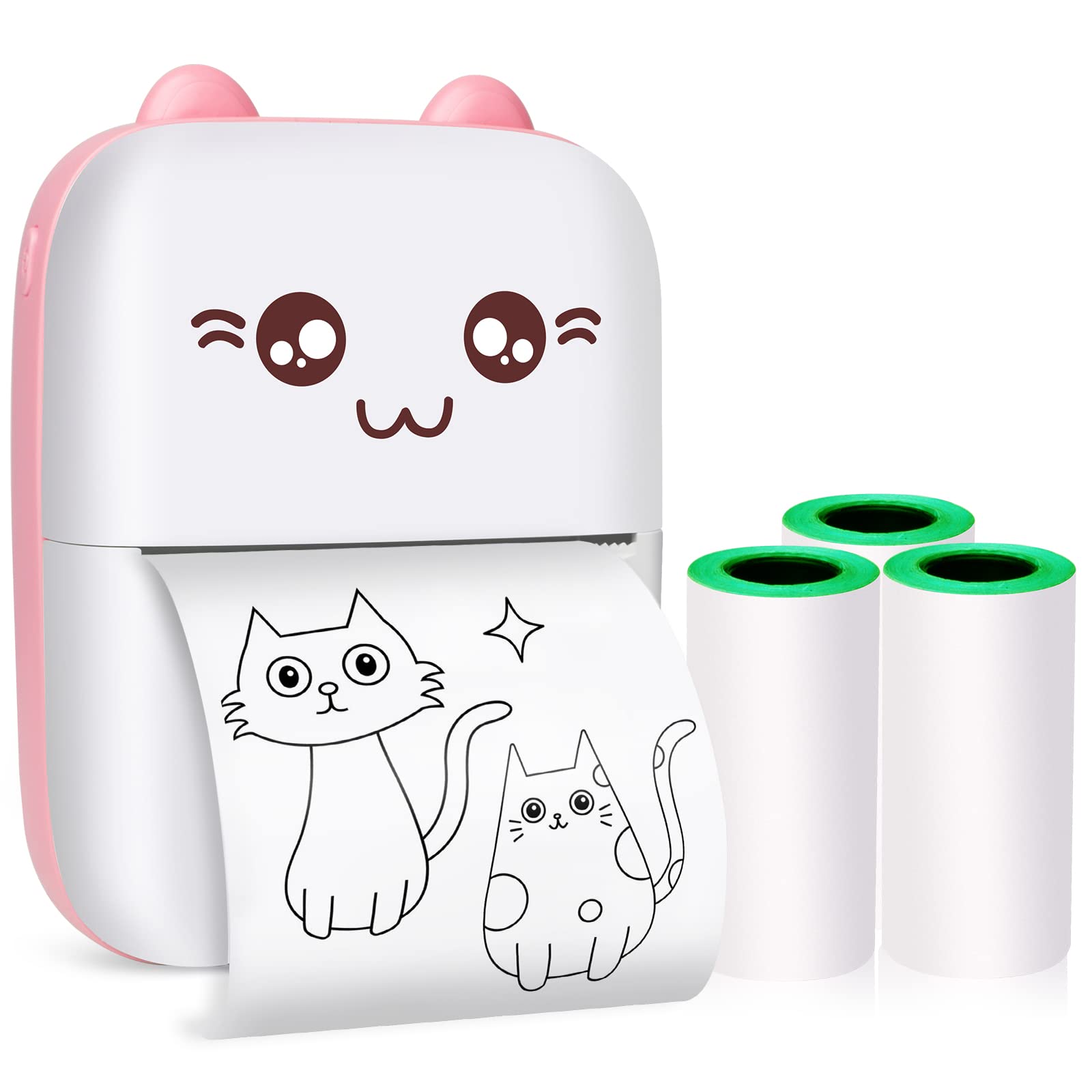 Zeacool Mini Pocket Printer,Portable Thermal Printer for Sticker,Label,Text Memo,Receipt,Photo,BT Inkless Printing,Gifts for Kids,Wireless Bluetooth Printer Compatible with iOS and Android (Pink)