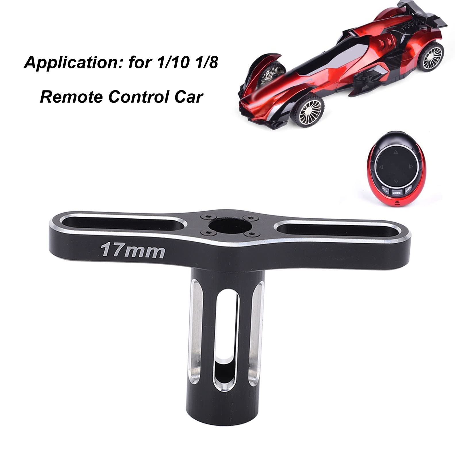 Dilwe RC Hex Nuts Sleeve Wrench, Aluminum Alloy 17mm Hex Sleeve Wrench for 1/8 1/10 RC Off Road Car Wheel RC Accessories
