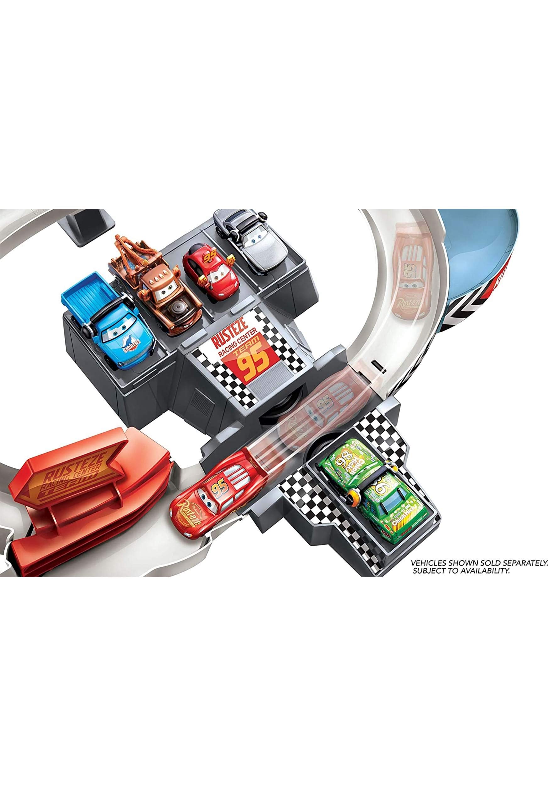 Disney Pixar Cars Rusteze Double Circuit Speedway Playset Test Track Set For Drift, Race and Crash Competitions, With Lightning McQueen Vehicle, Kids Birthday Gift For Ages 4 Years and Older