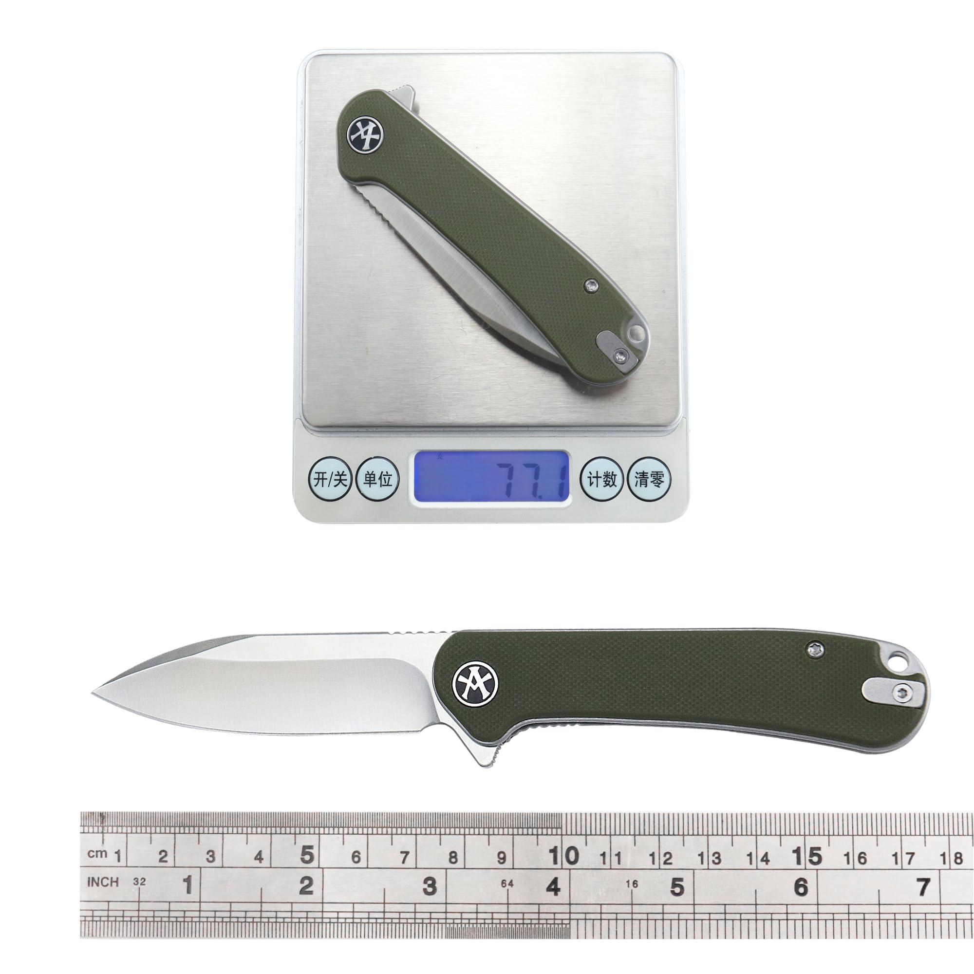 ALBATROSS Small Flipper Pocket Folding Knife, 3" D2 Steel Drop Point Blade, 4" G10 Handle, Liner Lock, FK059 (Green)