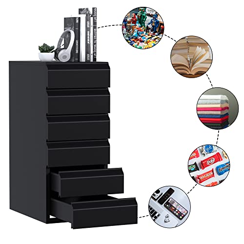 Aobabo 6 Drawer Chest Storage Cabinet Used Under Desk, Modern Floor Storage for Office Living Room Bedroom,6-Layer Vertical Drawer Cabinet for Home&Office…