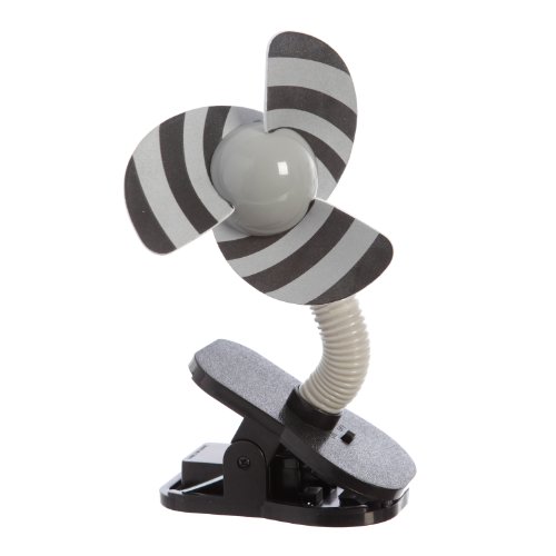 Dreambaby Portable Clip-on Baby Stroller Fan - with Soft Foam Fins - Perfect for Strollers, Cribs, Wheelchairs, Beach, Camping & Pool - Silver/Black - Model T02