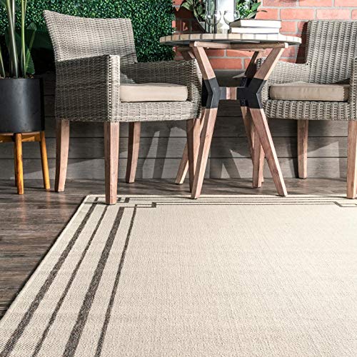 nuLOOM Katalina Simple Border Indoor/Outdoor Area Rug, 6' 7" x 9', Ivory