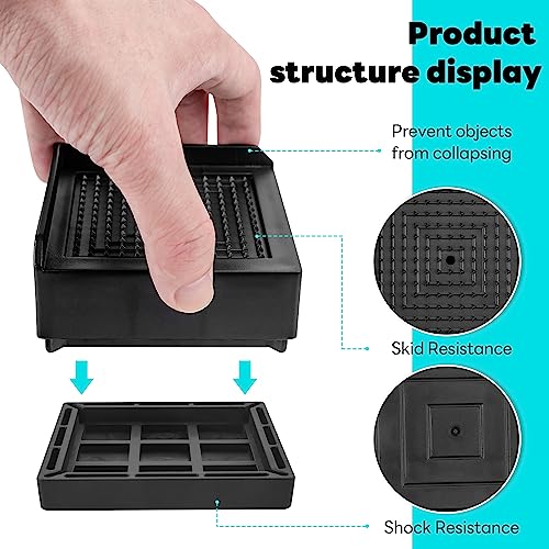 BTSD-home Furniture Risers 1.5 Inch Bed Lifts Risers Table Leg Extenders Perfect for Couch, Chair, Table, and More 4 Pack Black Square