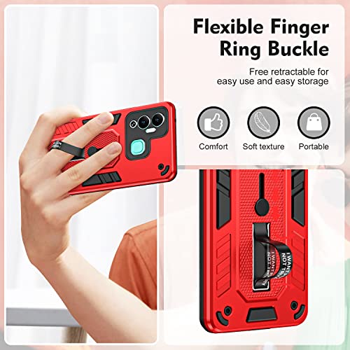 Back Case Cover Case for Infinix Hot 12 Play, for Infinix Hot 12 Play Case Heavy Duty Shock Absorption Full Body Protective Case TPU Rubber and Hard PC Phone Case Cover with Retractable hand strap Cas