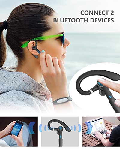 AODE Bluetooth Headset , Earpiece with ENC MIC ,Trucker wireless headset Charging Case 55Hrs playtime 5.3 Hands-Free Caller Voice Announce for Driving/Business(Upgrade Version) Update-Black
