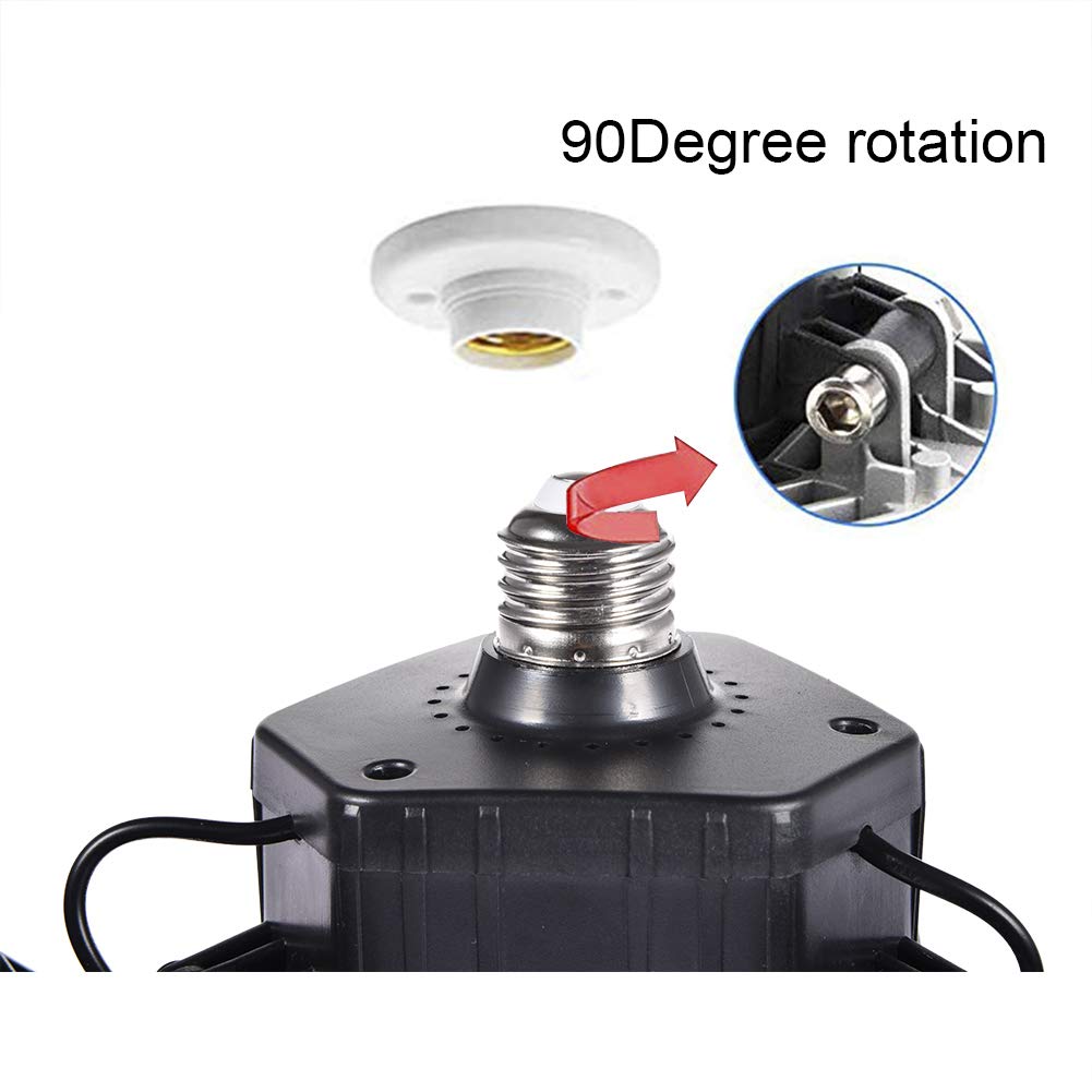60W Deformable LED Garage Light, Motion Activated Garage Lighting, 6000LM Ceiling Light E26/E27 Factory Industrial Lighting, Cold White 6000K Light IP65 For Garage, Warehouse, Workshop