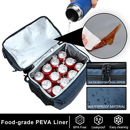 MIER Insulated Cooler Backpack Leakproof 2 Compartment Back Pack Cooler Bag Large Waterproof Lunch Backpack with Coolers for Men Women to Work Beach Picnics Camping Hiking, Double Deck (25 L, Navy)