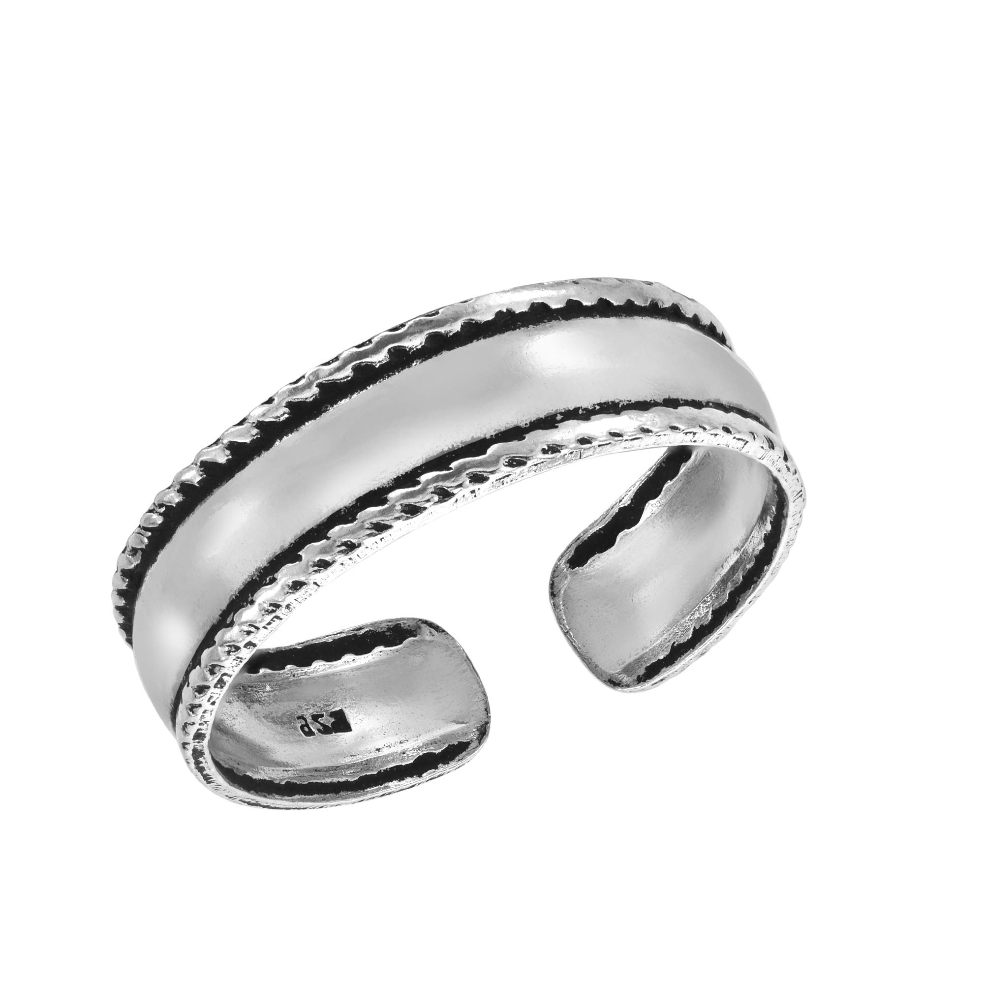 AeraVida Trendy Balinese Plain .925 Sterling Silver Adjustable Toe or Pinky Ring