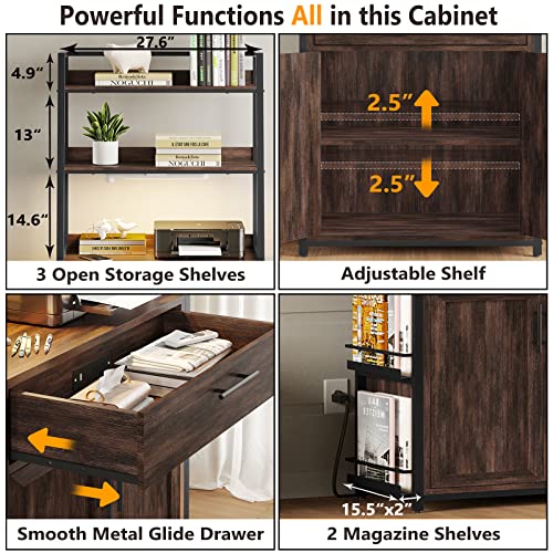 AOGLLATI Bookshelf and Bookcase, Bookshelf Organizer with 5-Tier Storage Rack, Industrial Wood Bookcase, Rustic Free Standing Bookshelves Metal Frame Display Rack for Living Room, Bedroom, Home Office