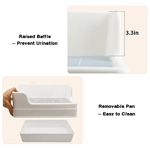 BNOSDM Bunny Litter Box with Grid Dwarf Rabbit Cage Potty Trainer Corner Toilet Small Animal Litter Pan Bedding Box Plastic Detachable Tray for Chinchillas Hedgehogs Ferret Guinea Pigs