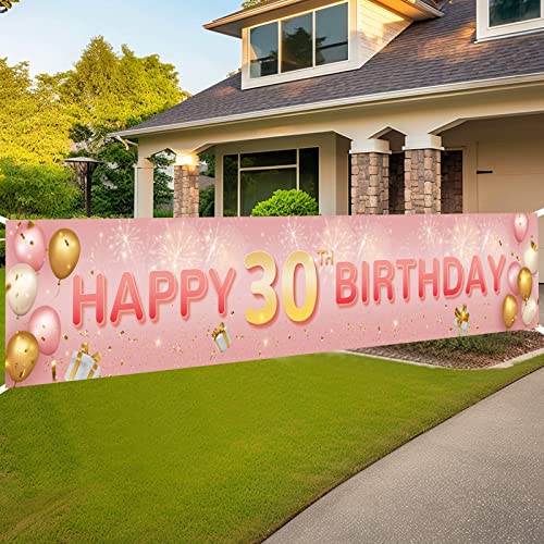 ANATANOWOR 30th Birthday Decorations for Women, Rose Gold 30 Birthday Party Decoration for Her, 30th Happy Birthday Banner Decoration for Girls Women 30th Birthday Party Supplies(118" X 20")