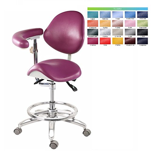 Aphrodite Dental Deluxe Mobile Saddle Chair PU Leather Assistant Doctor Stools High End by Purple-Violet