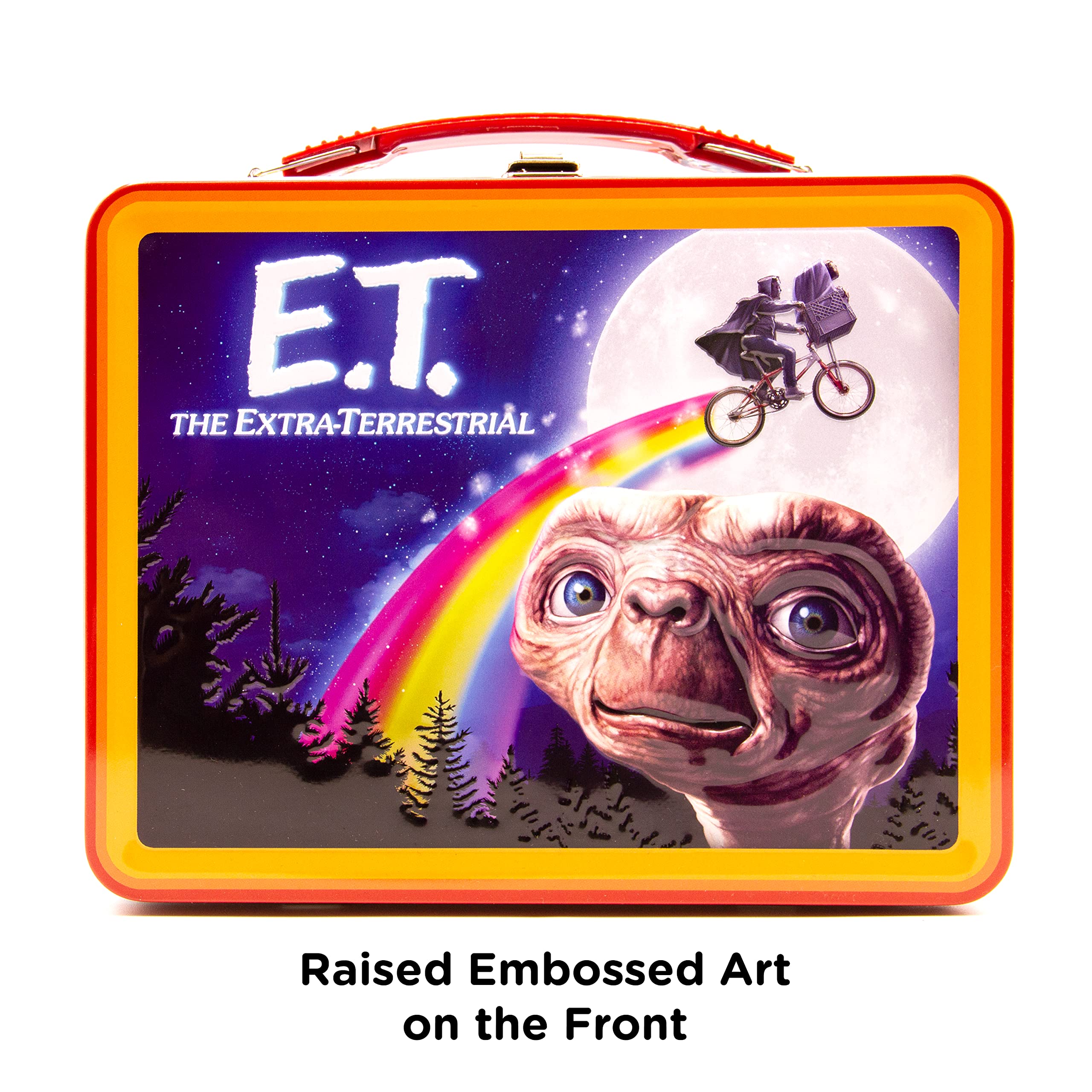 AQUARIUS E.T. Fun Box - Sturdy Tin Storage Box with Plastic Handle & Embossed Front Cover - Officially Licensed E.T. Merchandise & Collectible Gift (48288)